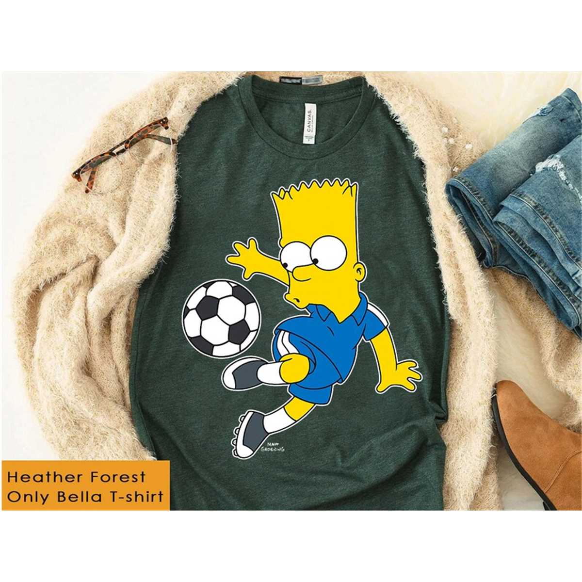 The Simpsons Bart Simpson Soccer Ball Kick Up T-Shirt, Simps | Inspire ...