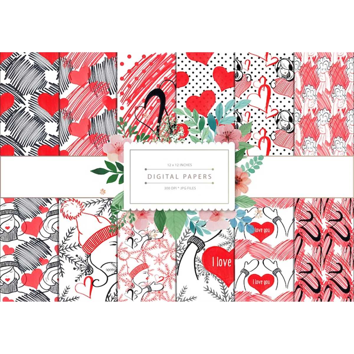 DIGITAL PAPERS Love Digital Paper | graphic resources printa | Inspire ...