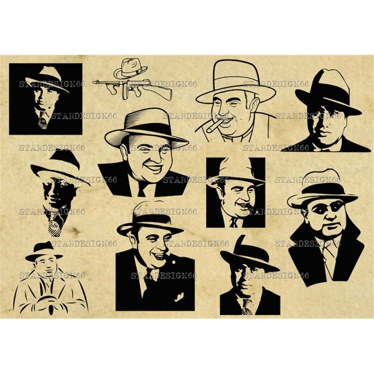 Digital SVG PNG JPG Al Capone, gangster, mafia, silhouette, | Inspire ...