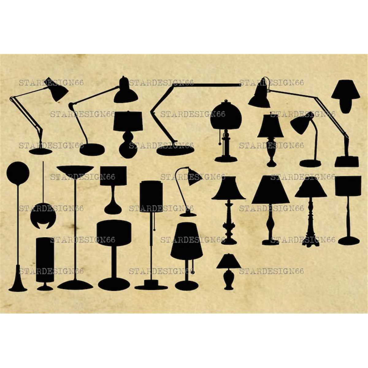 Digital SVG PNG JPG Table Lamps, silhouette, vector, clipart - Inspire ...