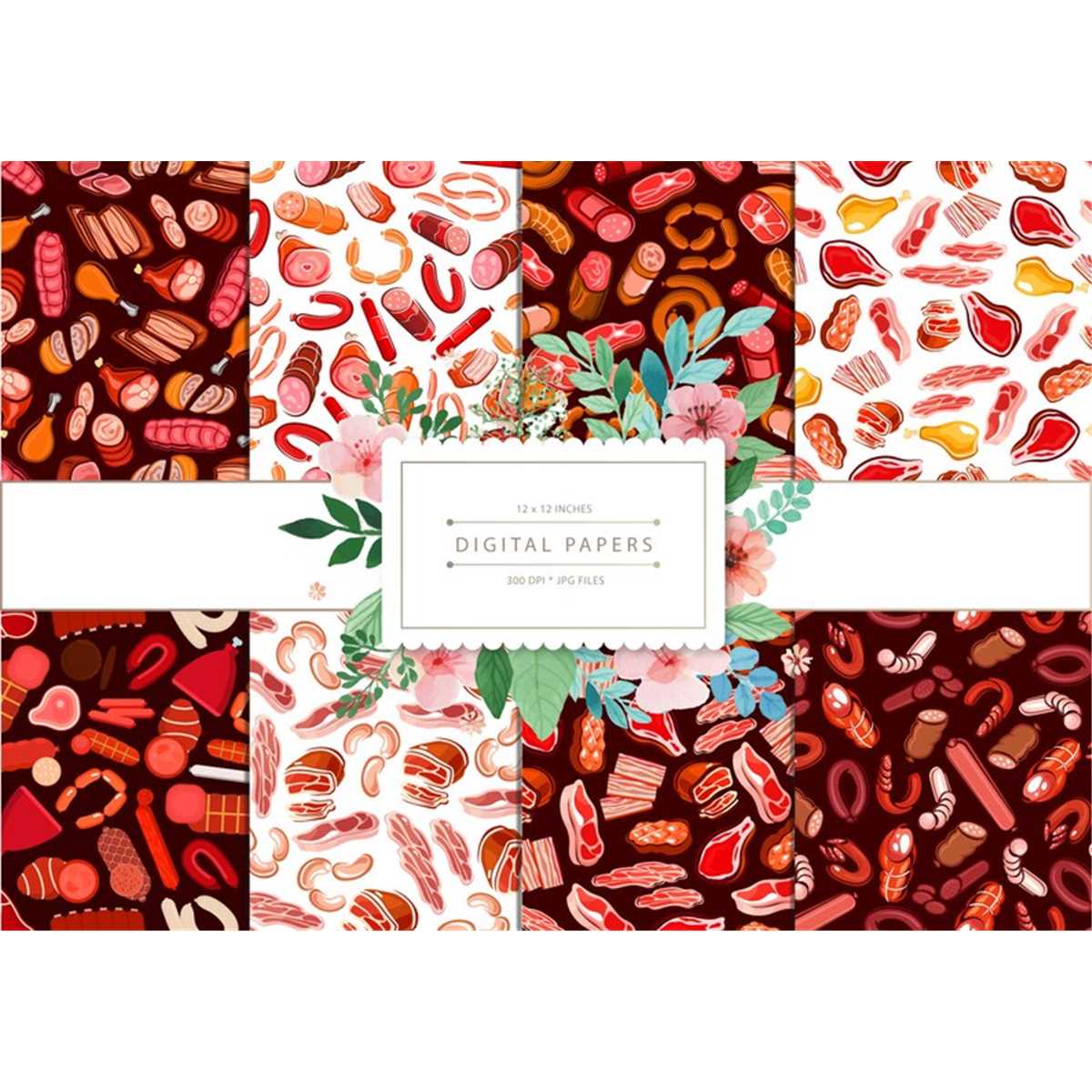 DIGITAL PAPERS Meat Patterns | graphic resources printable, - Inspire ...