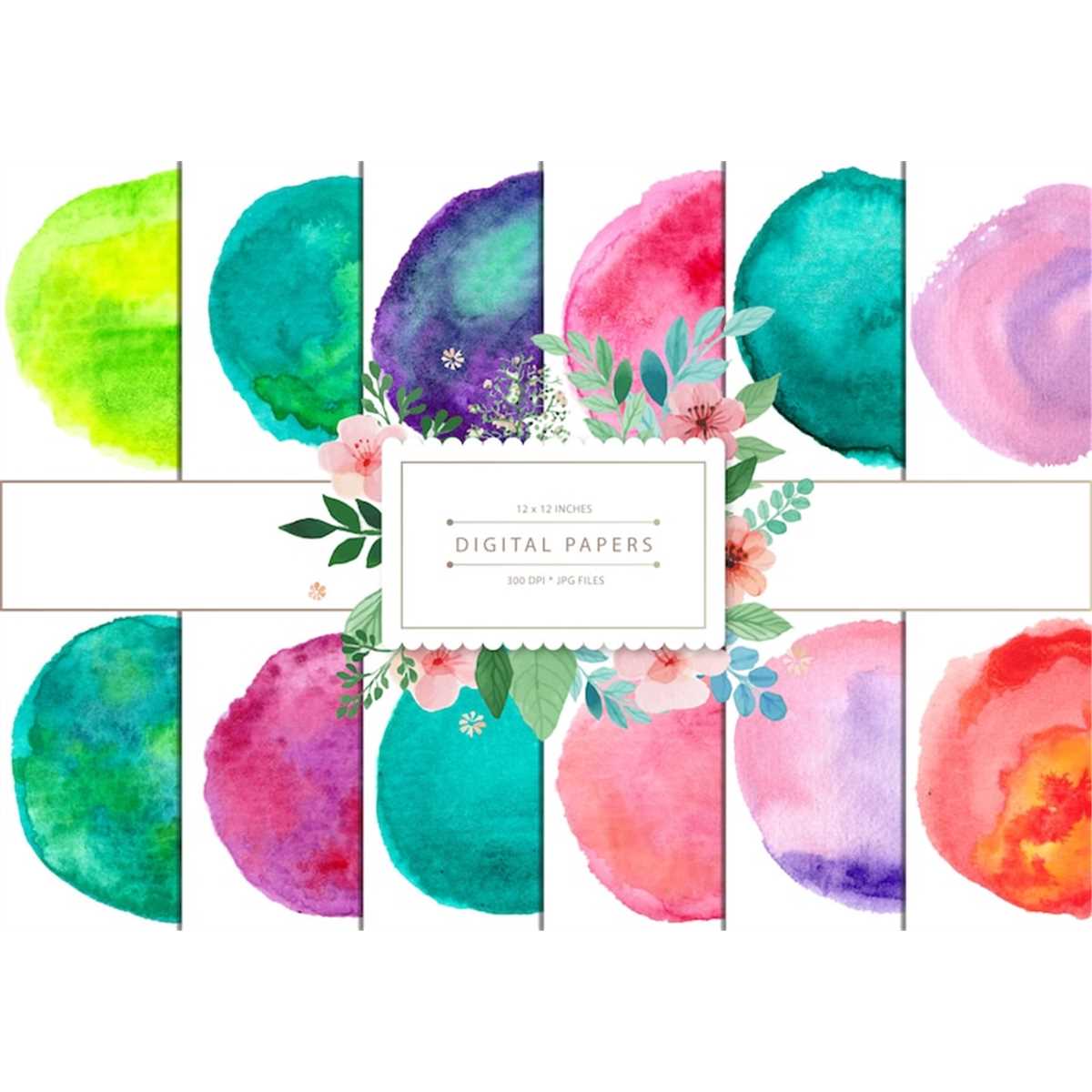 DIGITAL PAPERS Watercolor Circles | graphic resources printa - Inspire ...