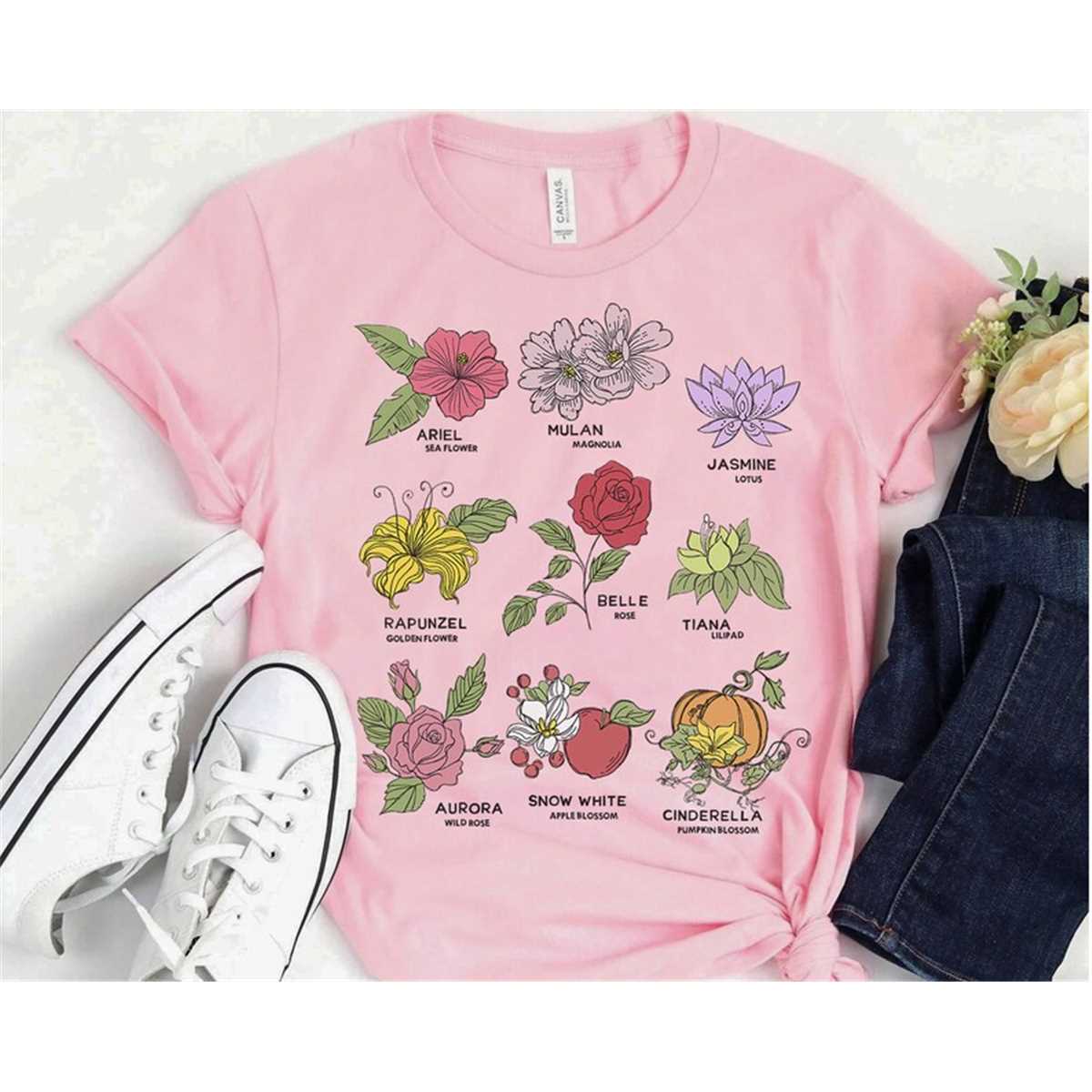 Disney Princesses Types Of Flowers T-Shirt, Ariel, Jasmine, | Inspire ...