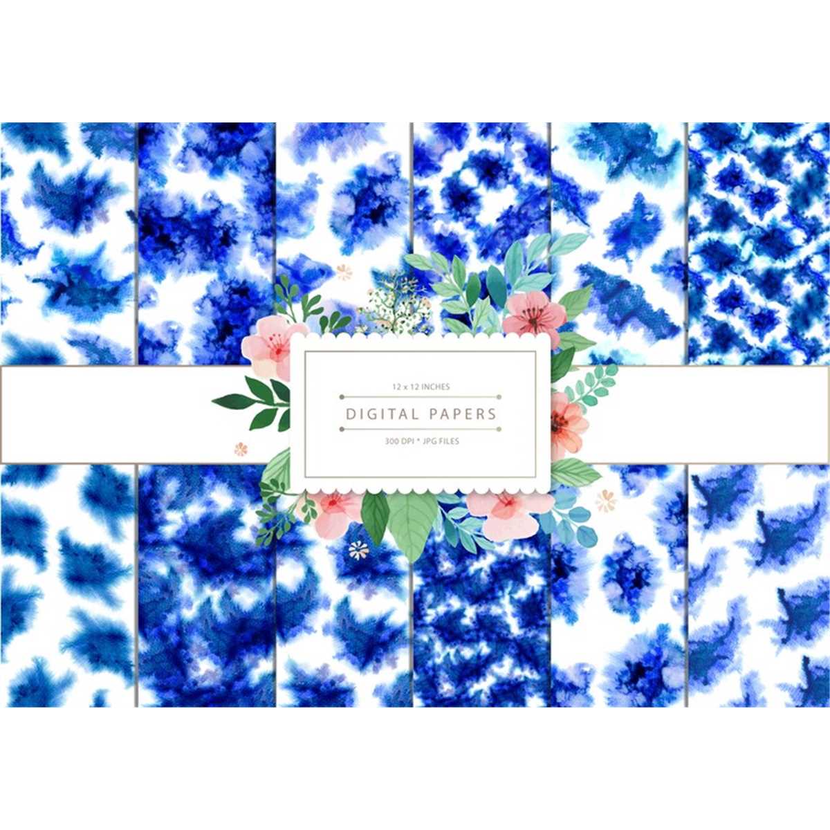 DIGITAL PAPERS Deep Blue Watercolor | graphic resources prin | Inspire Uplift