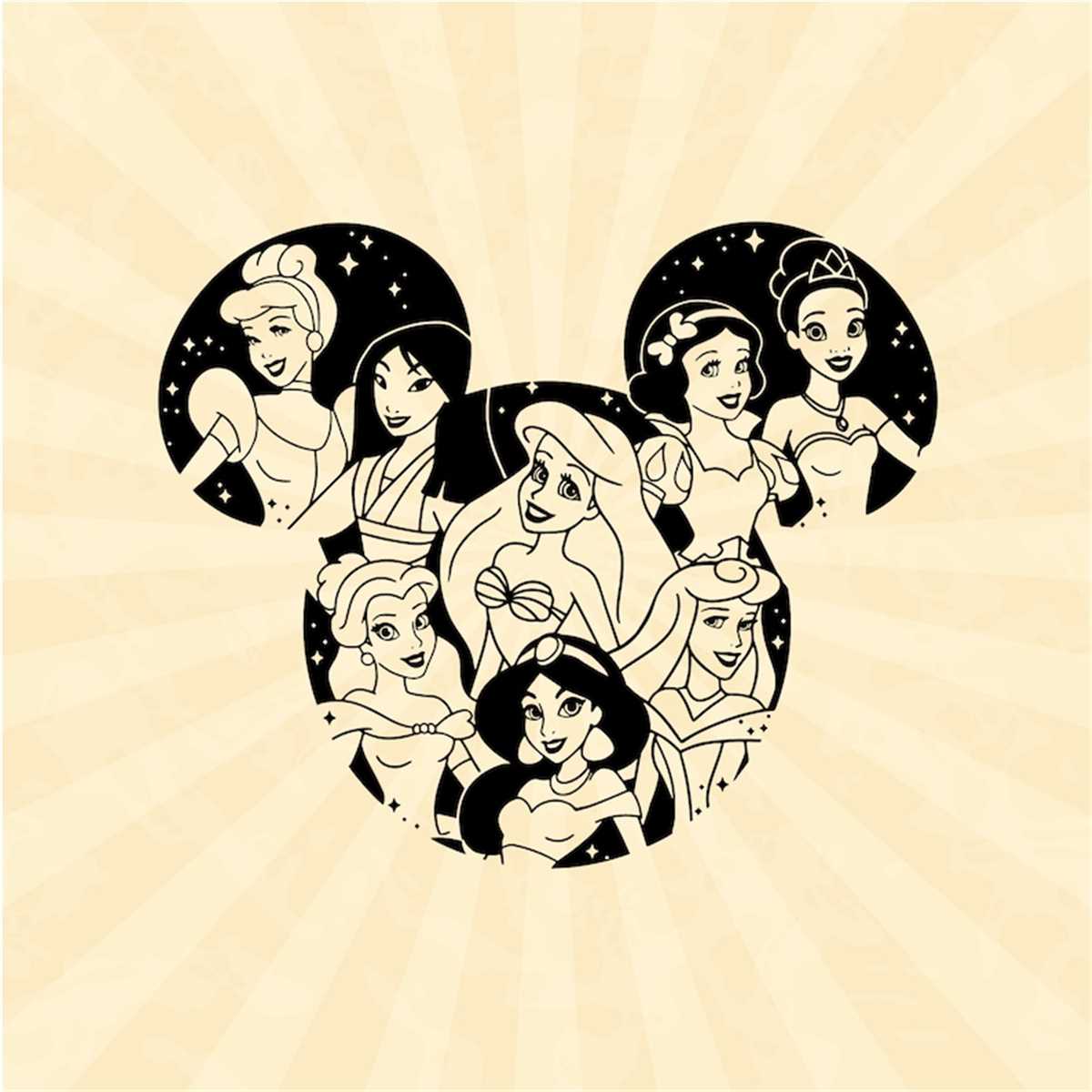 All Princess SVG, Mouse Head SVG, Princess SVG, Vinyl Cut Fi | Inspire ...