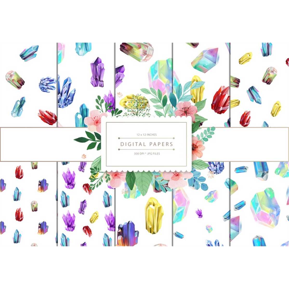 DIGITAL PAPERS Crystal Seamless Pattern | graphic resources | Inspire Uplift