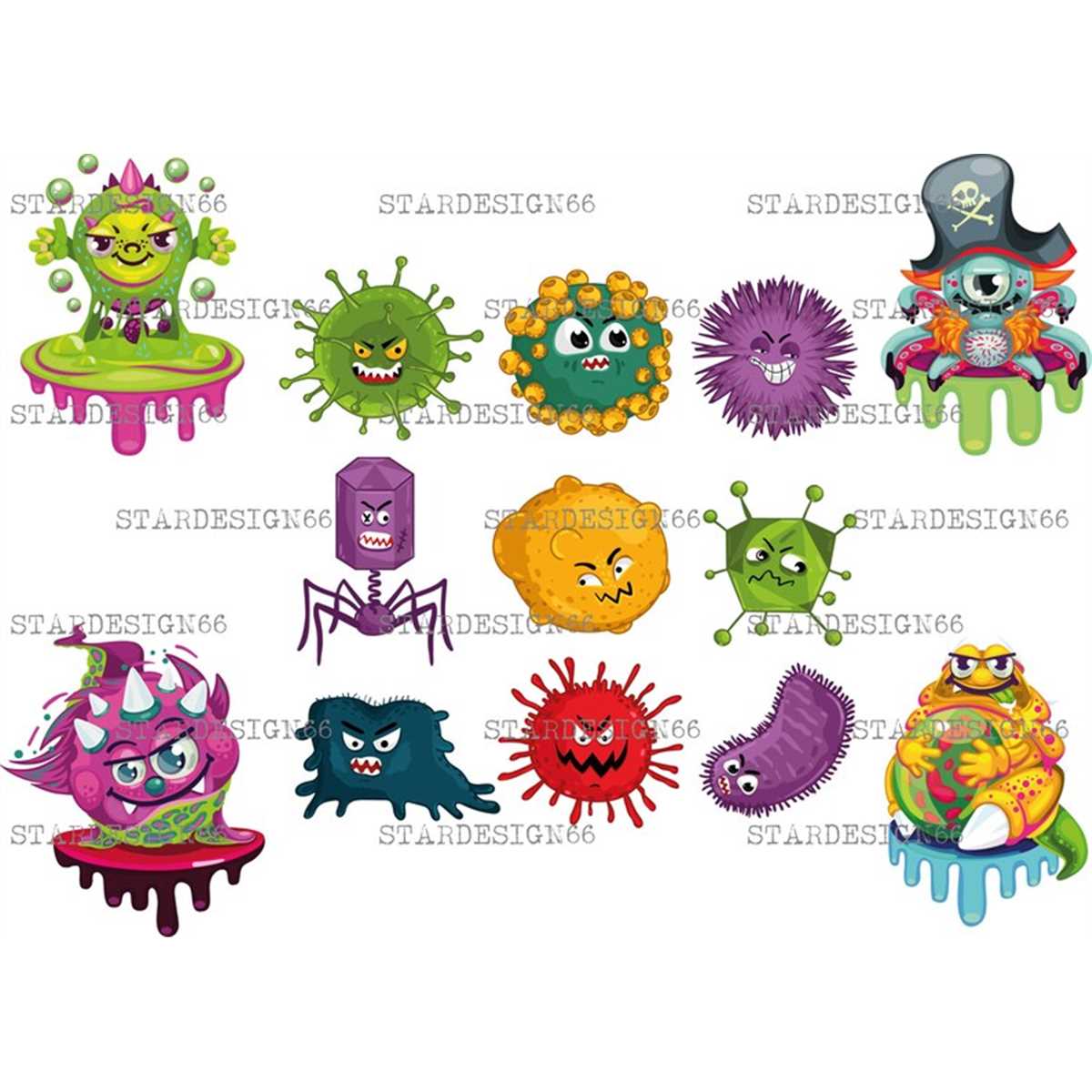 Digital EPS PNG JPG Monsters, virus, covid, cartoon virus, c | Inspire ...