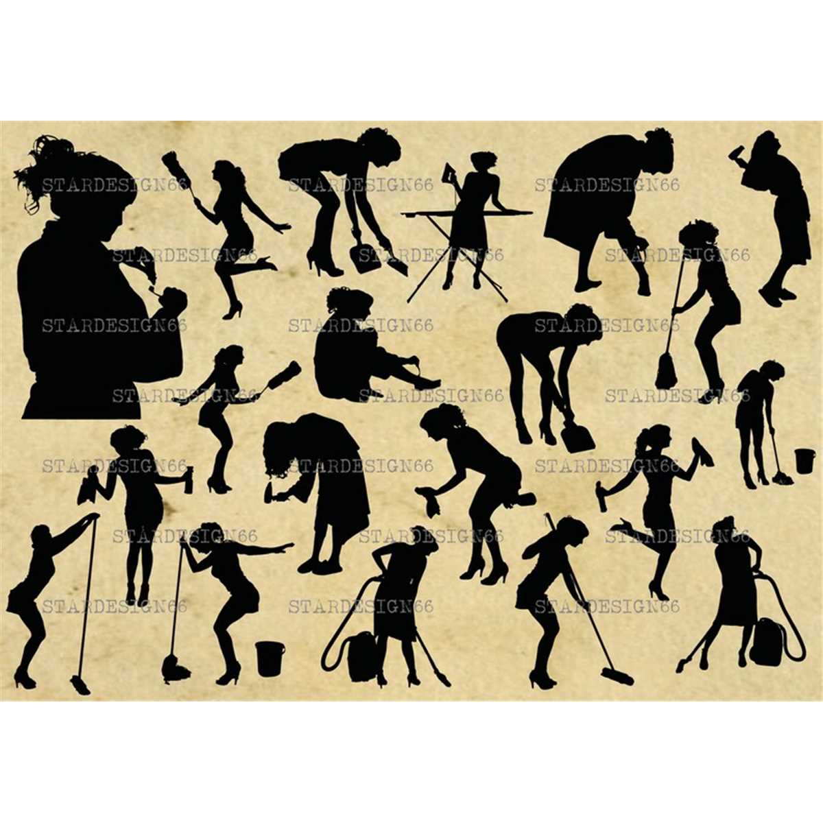 Digital SVG PNG JPG Cleaning Women, clipart, vector, silhoue - Inspire ...