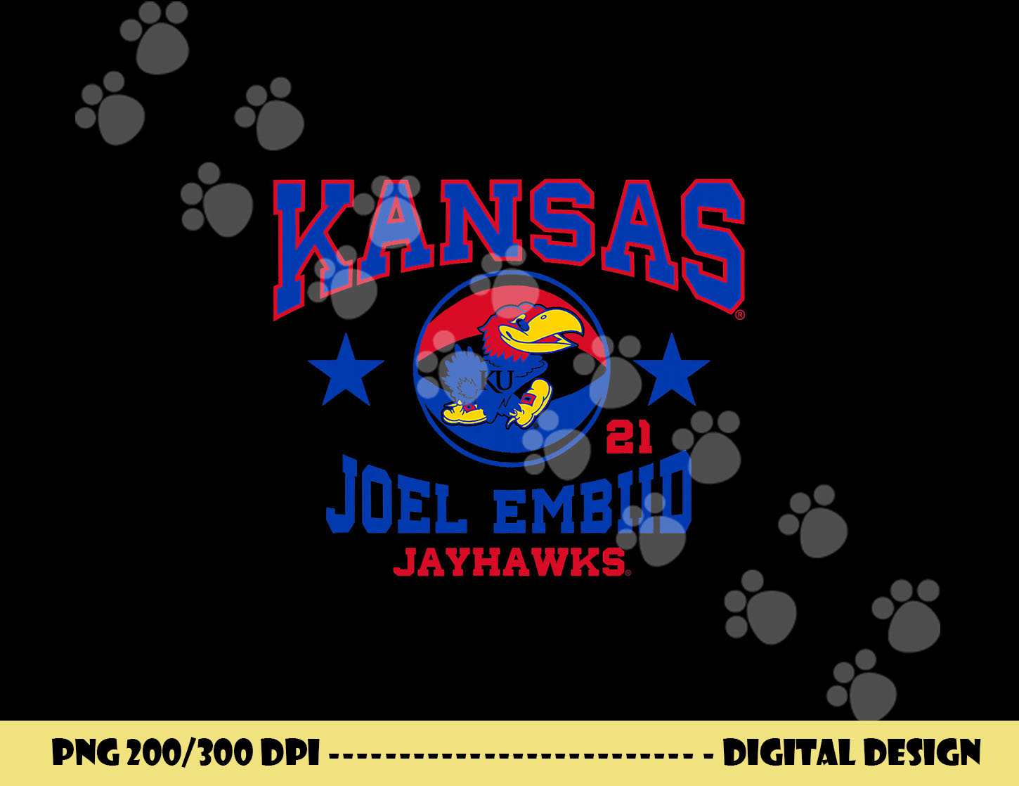 Joel Embiid Kansas Jayhawks Basketball Star png, sublimation | Inspire ...