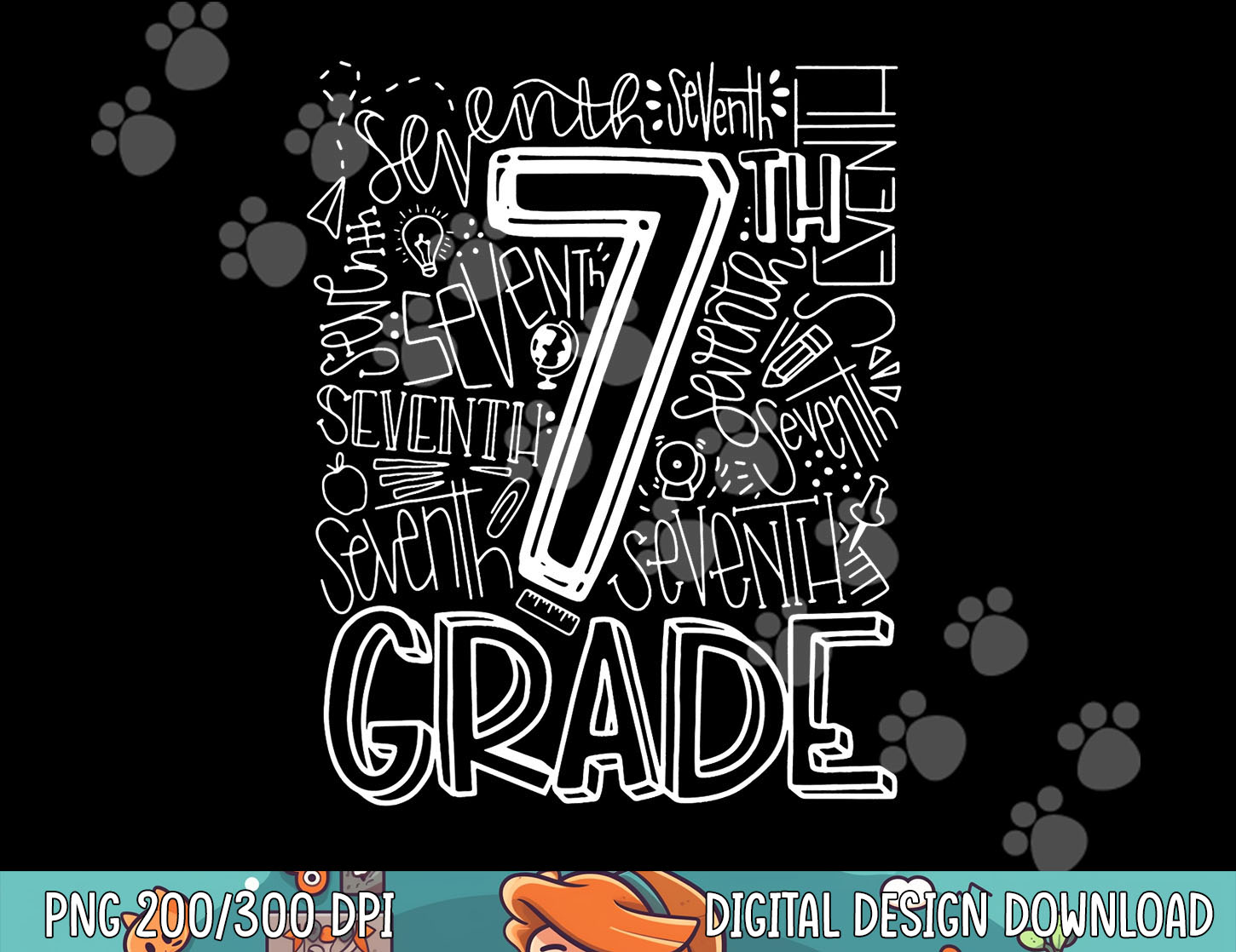 Team Kid Teacher Back To School 7th Seventh Grade Typography | Inspire ...
