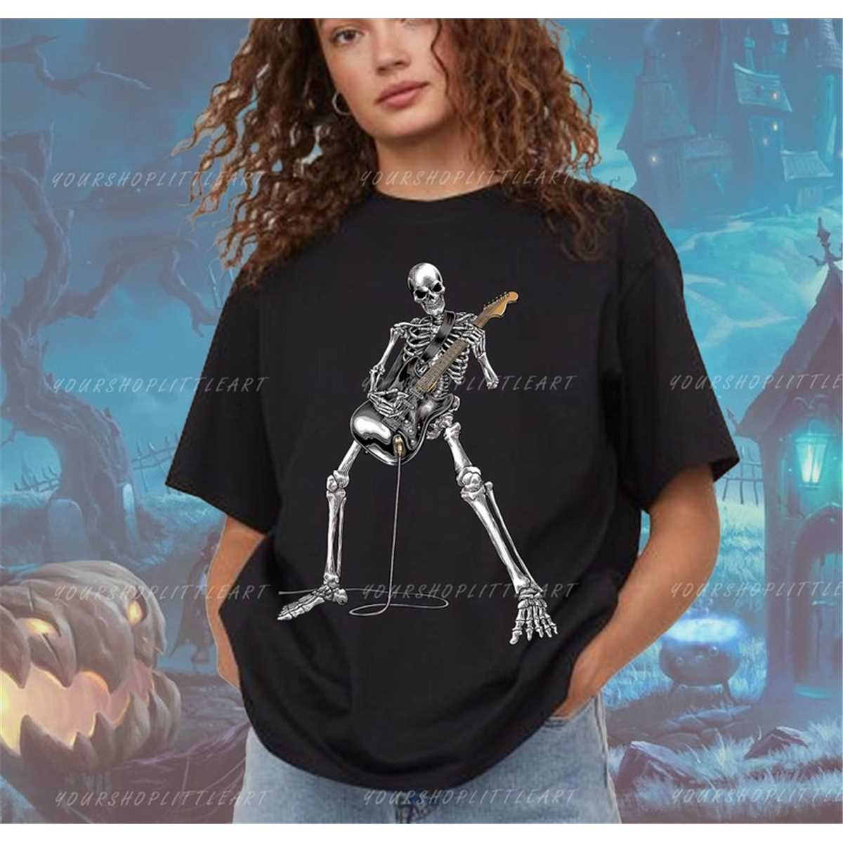 Happy Skeleton Guitar Guy Spooky Halloween Rock Band Concert | Inspire ...