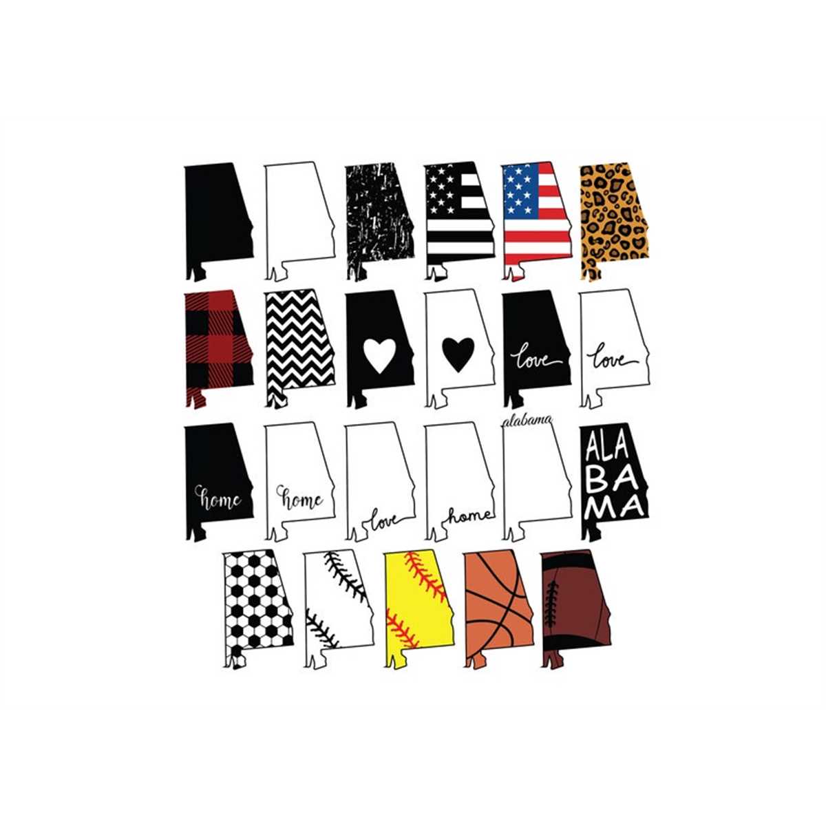 ALABAMA STATE SVG, Alabama State Clipart, Alabama state silh | Inspire ...