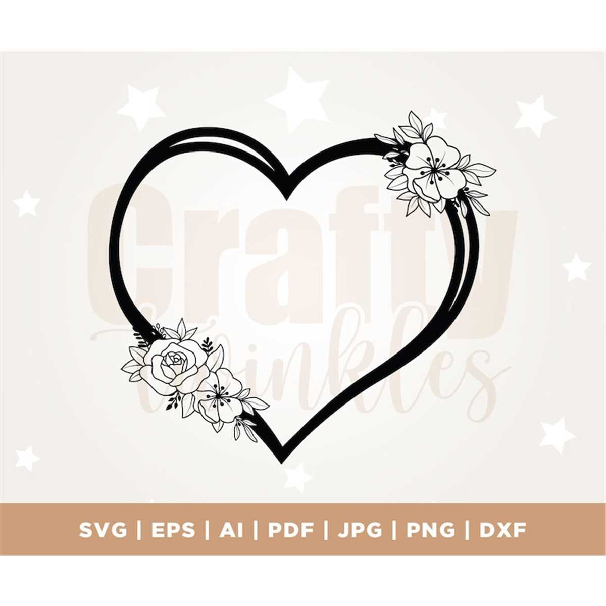 Heart flower spray SVG design, Floral border SVG, Cricut, He | Inspire ...