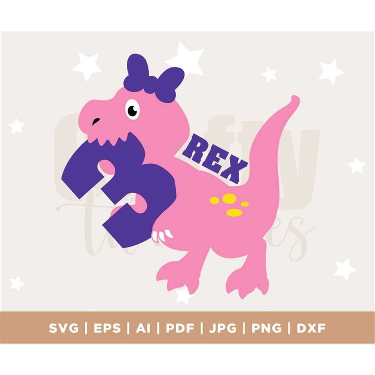 3 Rex Svg, Girl Three Rex Dinosaur Svg, Girl 3rd Birthday Sv - Inspire ...
