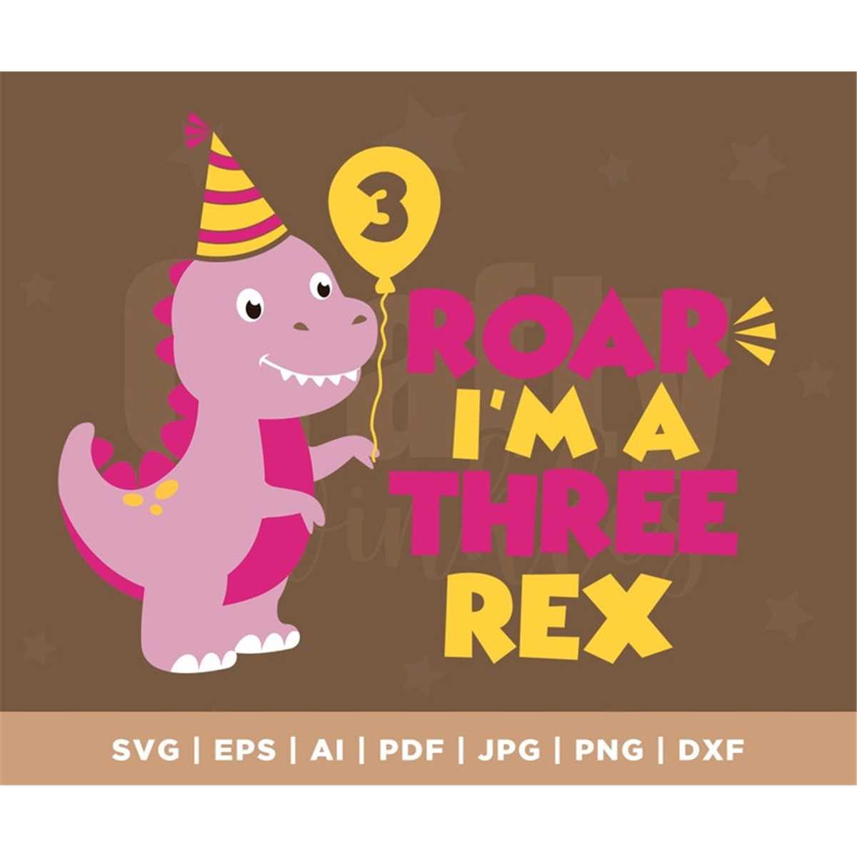 Girl Dinosaur SVG PNG Cut File, Girl Three Rex SVG, Girl Thi - Inspire ...