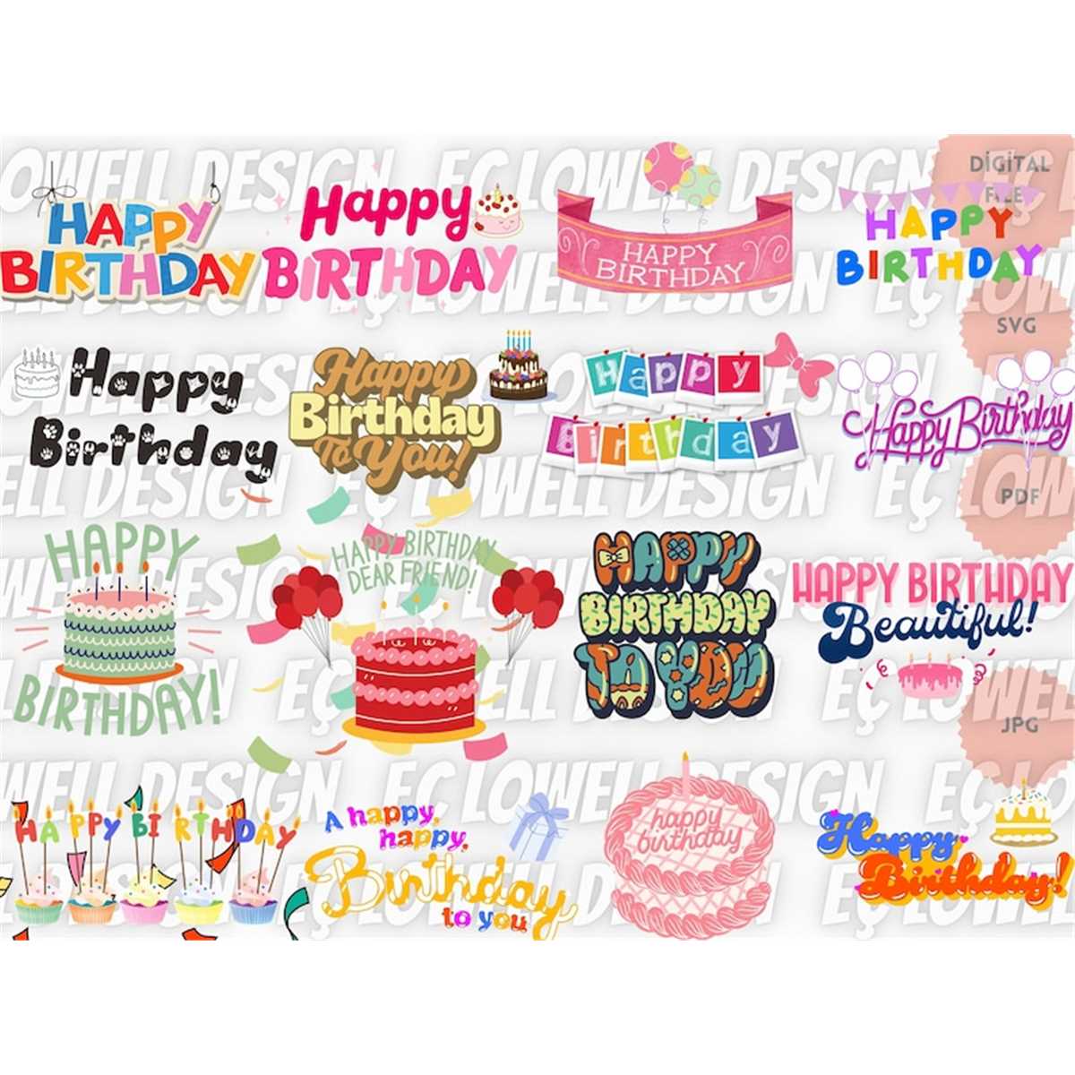 Happy birthday svg bundle hand lettered|birthday svg|birthda - Inspire ...