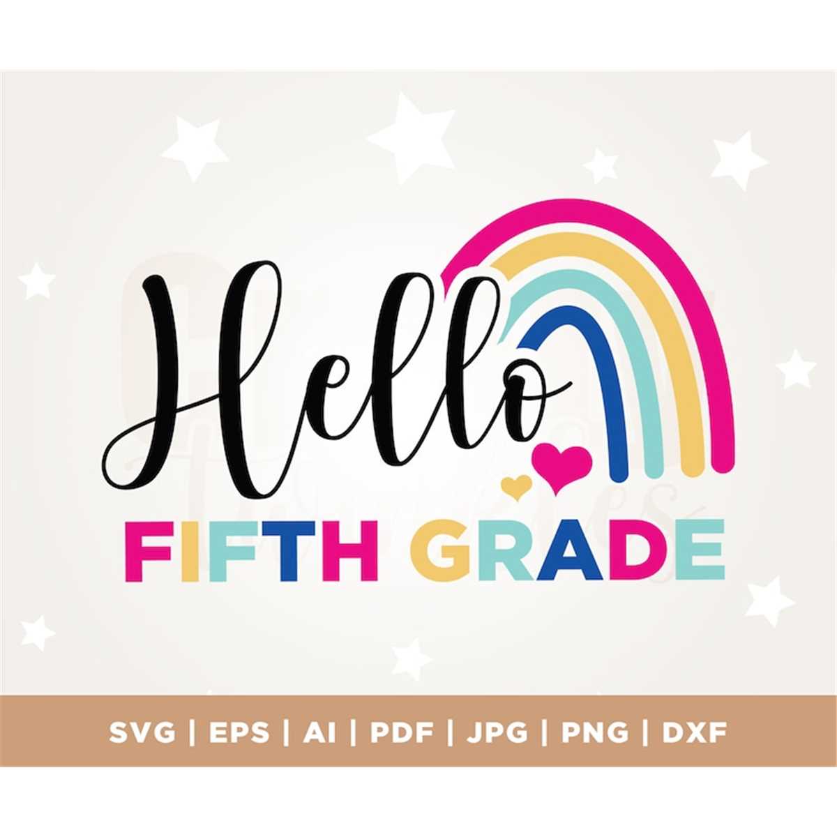 Hello Fifth Grade SVG Cut File, Teacher Sublimation, sublima - Inspire ...