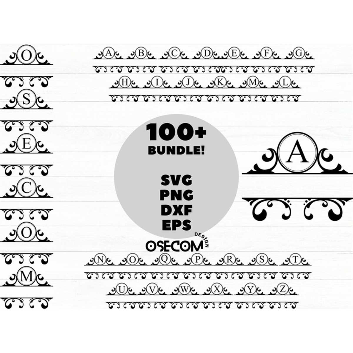 Split Monogram Alphabet SVG, DXF, EPS, Split Monogram Frame - Inspire ...