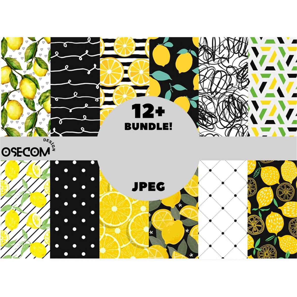 Black and White Lemon Digital Papers,Lemon Digital Papers, S - Inspire ...