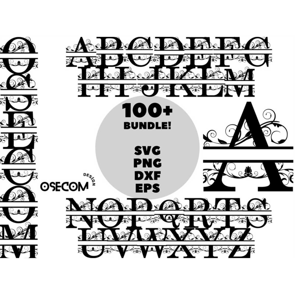 Split Monogram Alphabet SVG, DXF, EPS, Split Monogram Frame - Inspire ...