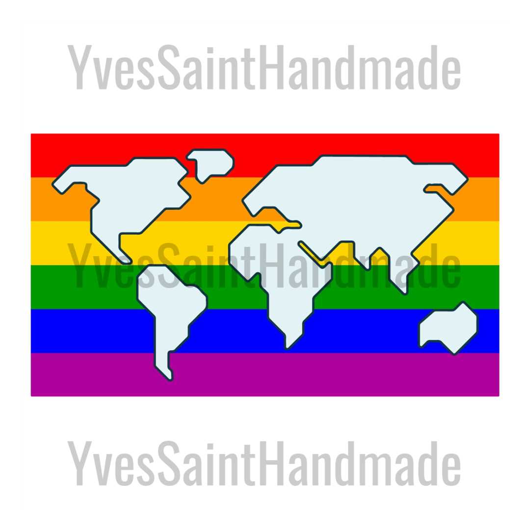 Pride World Map Lgbt Design Svg, Lgbt Svg, Rainbow Svg, Prid - Inspire ...