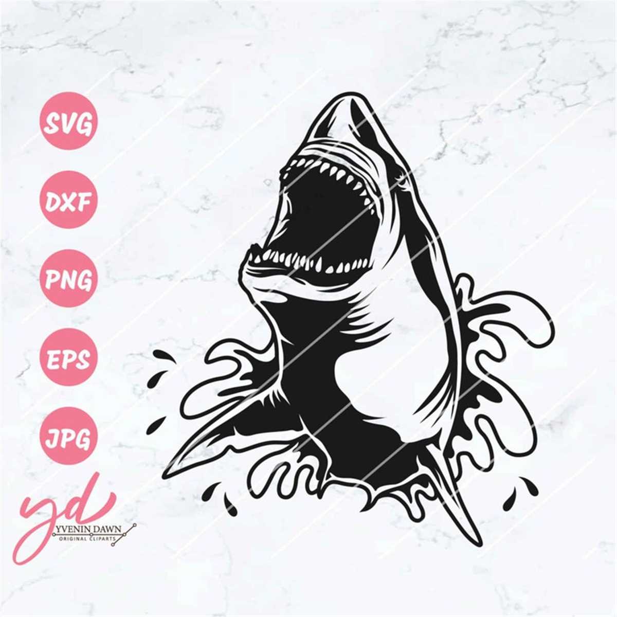 Shark Svg | Shark Coming Out from Water Svg | Water Splash S | Inspire ...