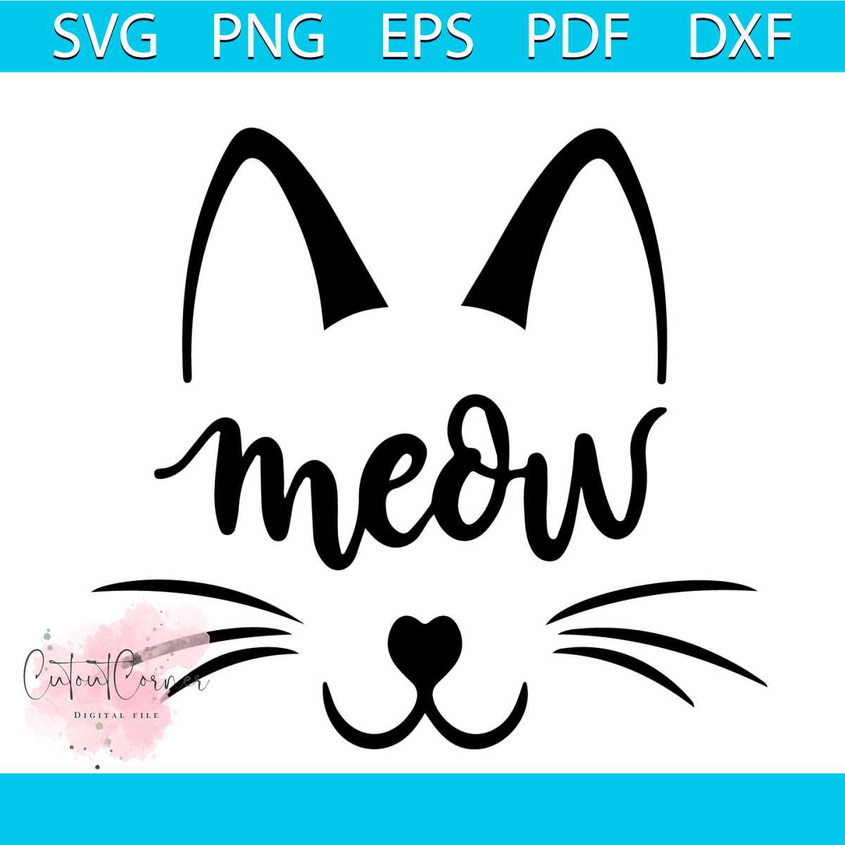 Cat Face Svg Meow Svg Kitty Cat Svg, Trending Svg, Cat Whisk | Inspire ...