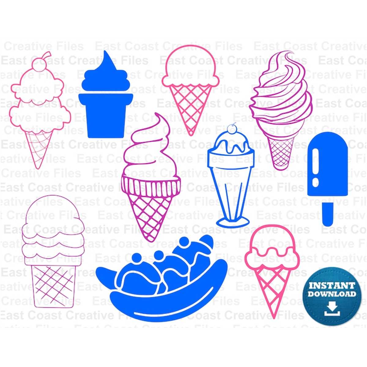 Ice cream SVG Bundle, svg, dxf, eps, png digital download | Inspire Uplift