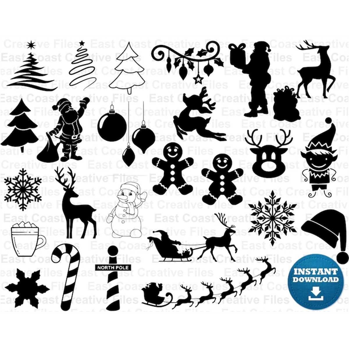 Christmas SVG Bundle 25 designs, Christmas silhouettes, Chri - Inspire ...