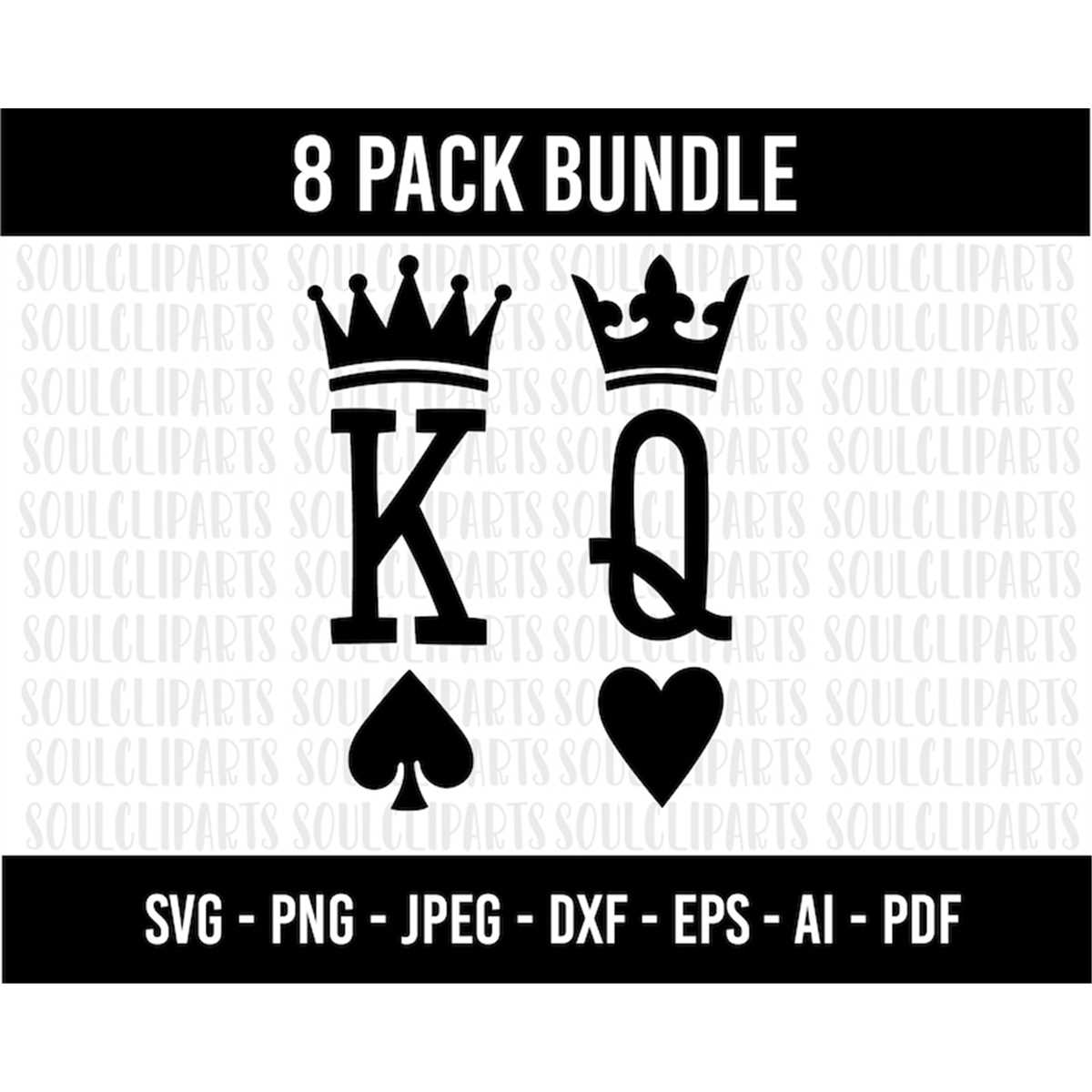 COD573- King and Queen SVG , EPS, PNG, Jpeg, Dxf, Playing Ca | Inspire ...