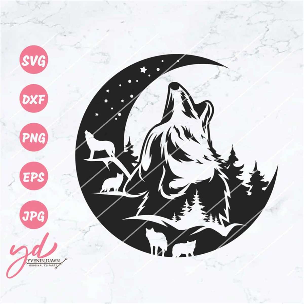Howling Wolf Scene Svg Png | Wolf Svg | Wolf Pack Svg | Outd | Inspire ...