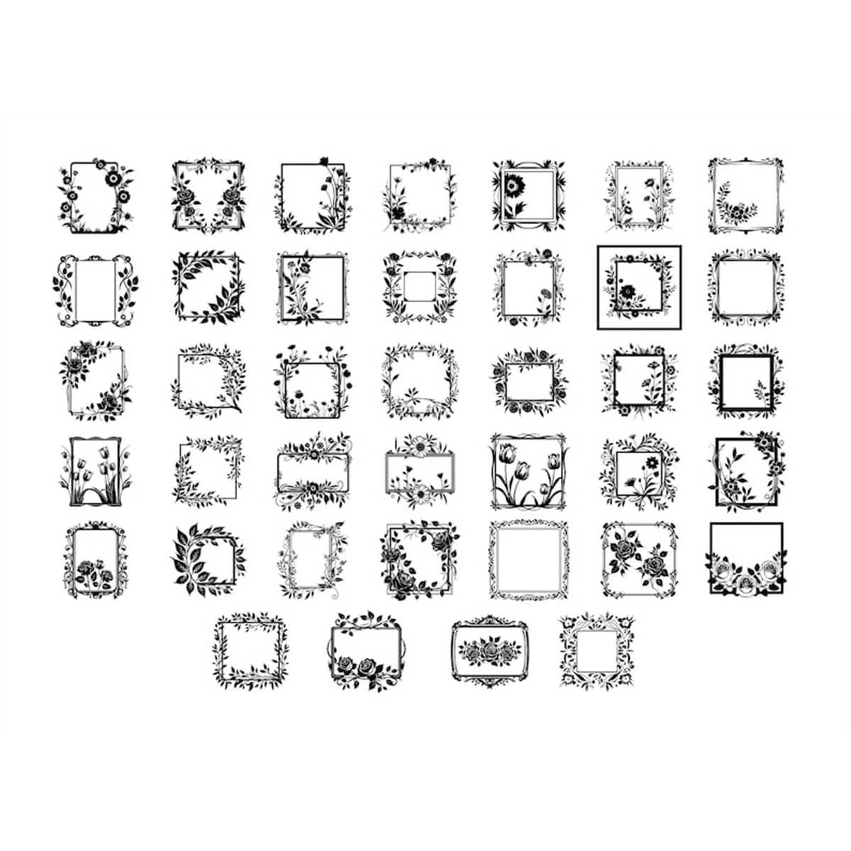 FLORAL RECTANGLE SVG, Floral Frames Svg, Floral Rectangle C | Inspire ...