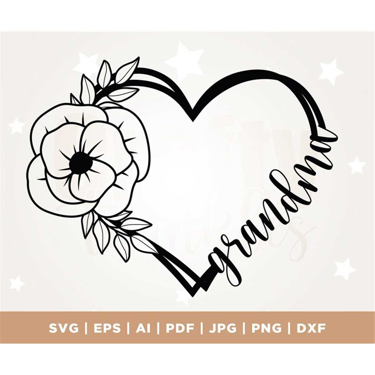 Grandma Flower Heart, Floral, Cricut, Png, Svg, sublimation, - Inspire ...