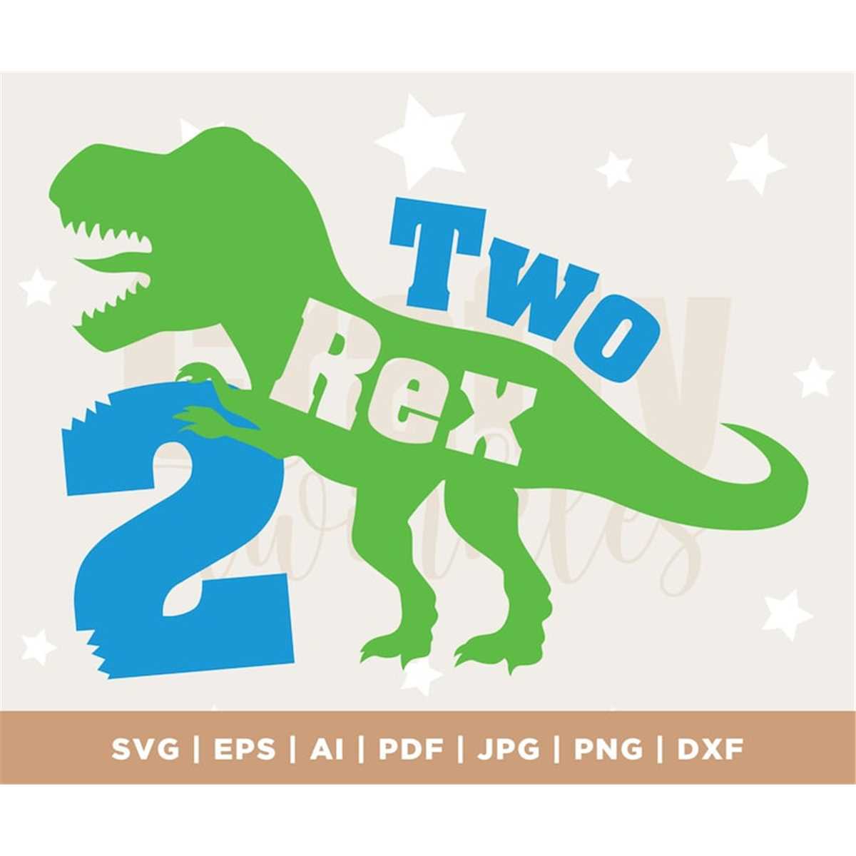 Two Rex Svg, 2nd Birthday Svg, Dinosaur Birthday Svg Dxf Eps - Inspire ...