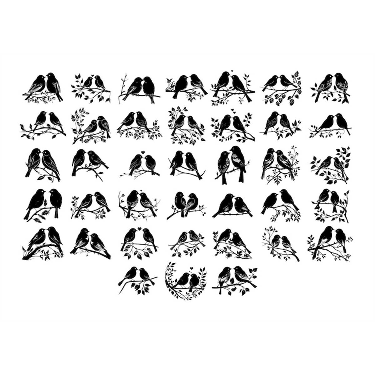 BIRDS on TREE BRANCH Svg, Cute Love Birds Svg, Birds on Twig | Inspire ...