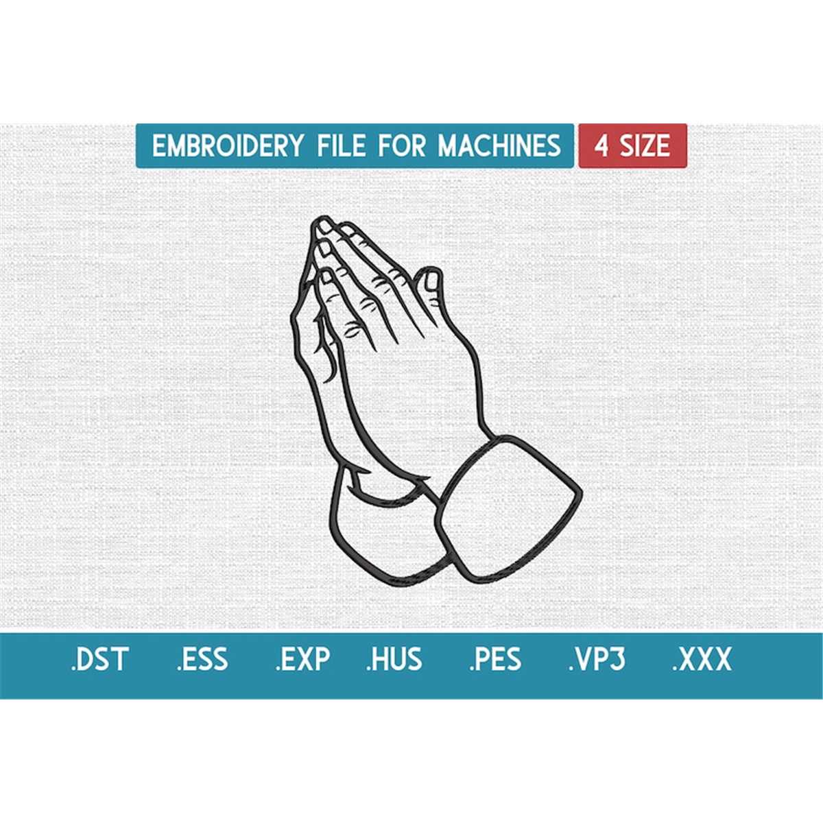 Praying Hand Embroidery Design File, Praying Hand Embroidery - Inspire ...
