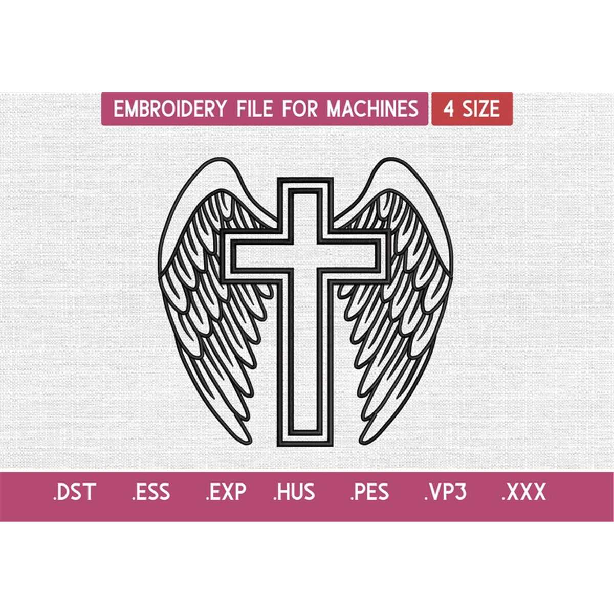 Cross Angle Wings Embroidery Design File, Cross Angle Wings | Inspire ...