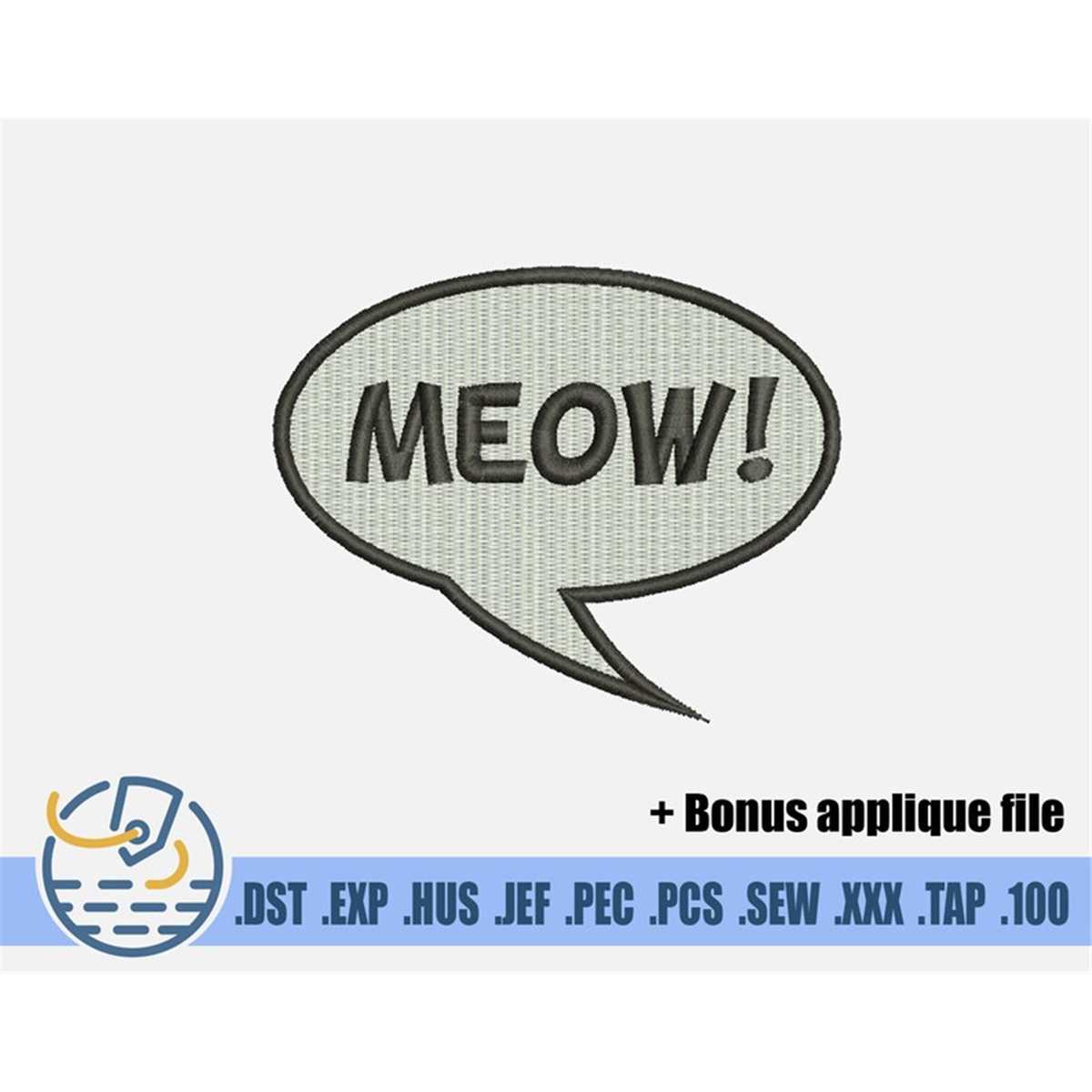 Cat Meow Embroidery File - Instant Download - Easy Applique | Inspire ...