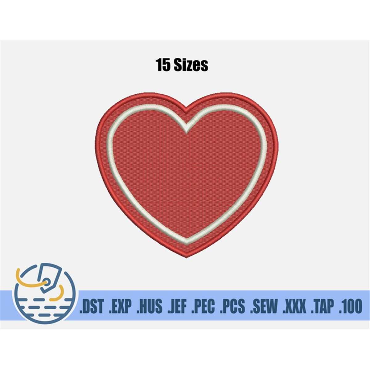 Red Heart Embroidery File - Instant Download - 15 Sizes Patt | Inspire ...