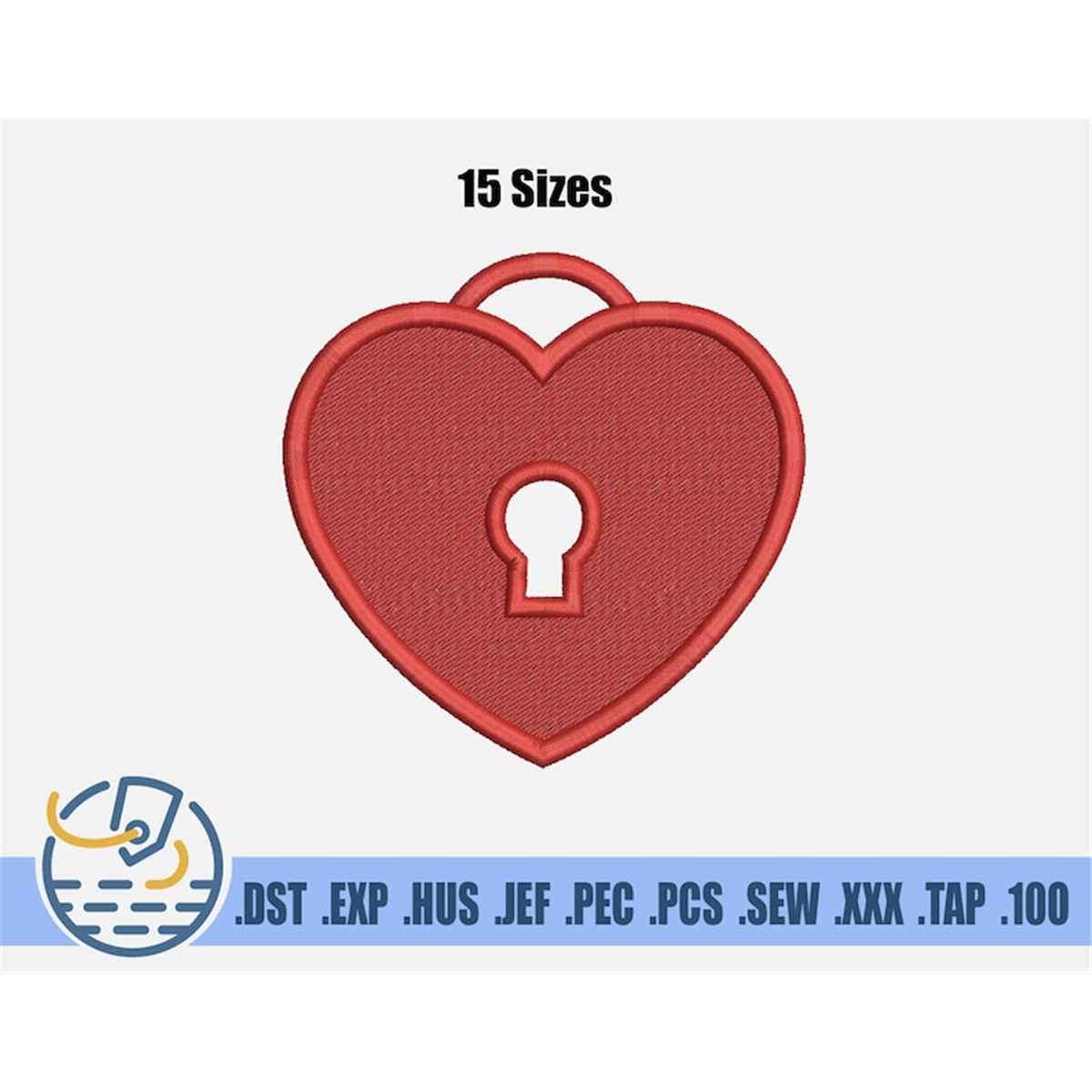Lock Heart Embroidery File - Instant Download - Valentine's | Inspire ...