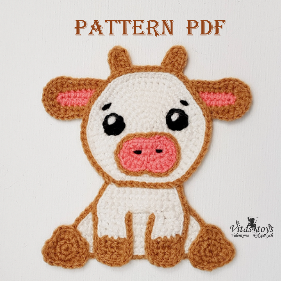 Crochet Applique Cute Calf pattern | Inspire Uplift