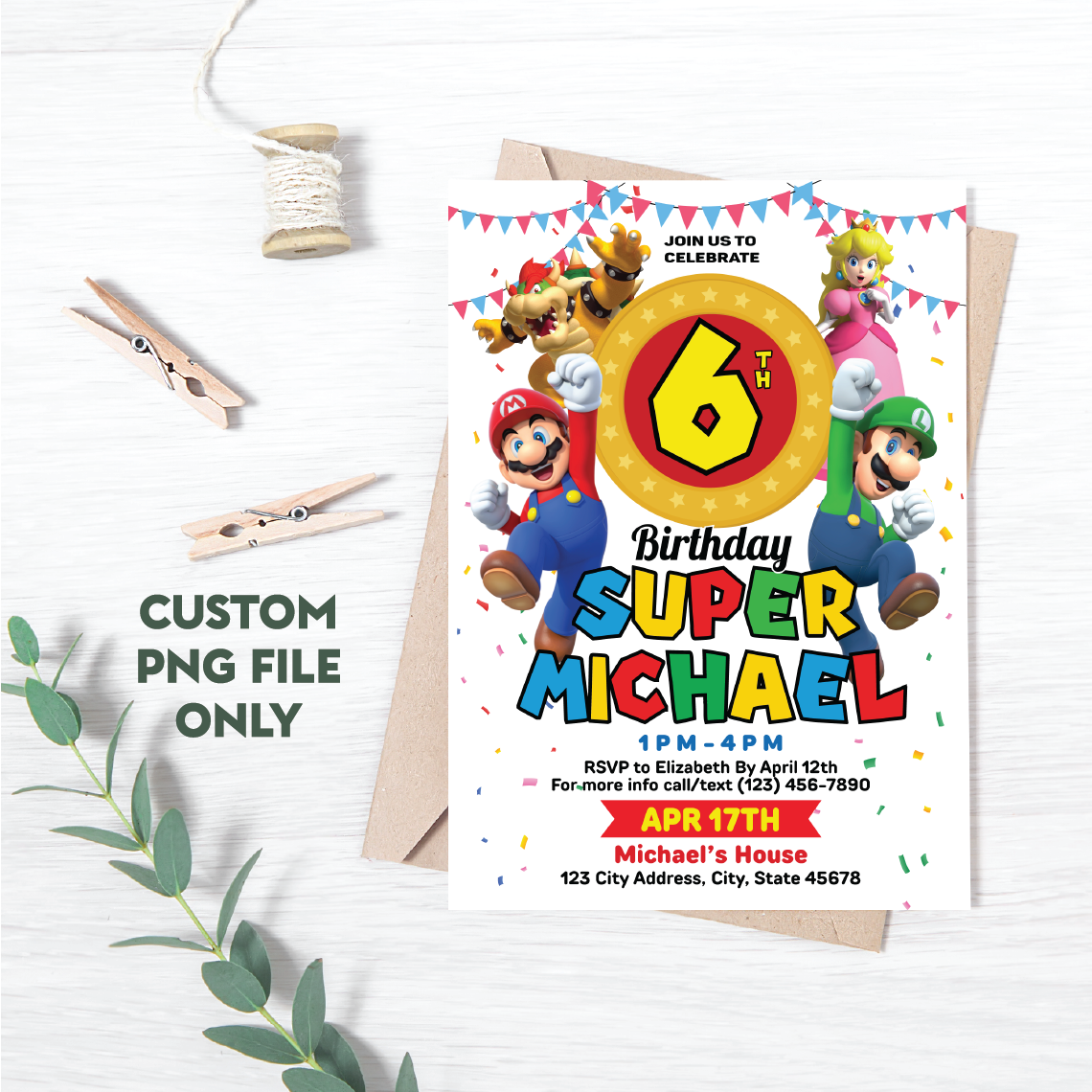 Personalized File Mario Birthday Invitation | Super Mario Bi | Inspire ...