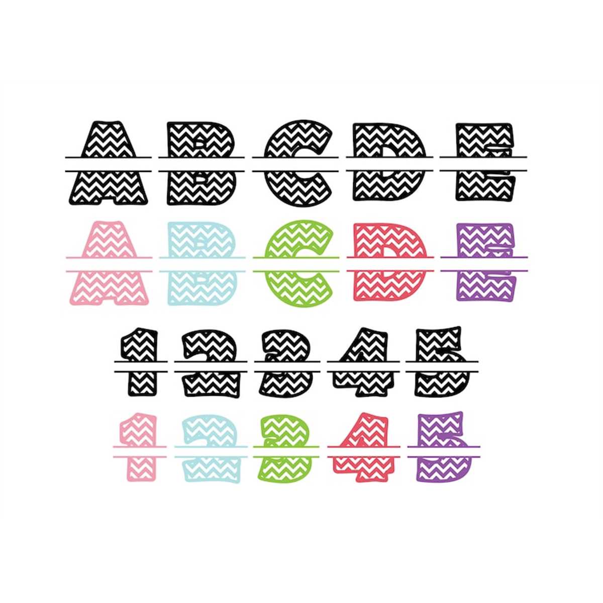 SPLIT CHEVRON ALPHABET Svg, Split Chevron Alphabet Clipart, - Inspire ...