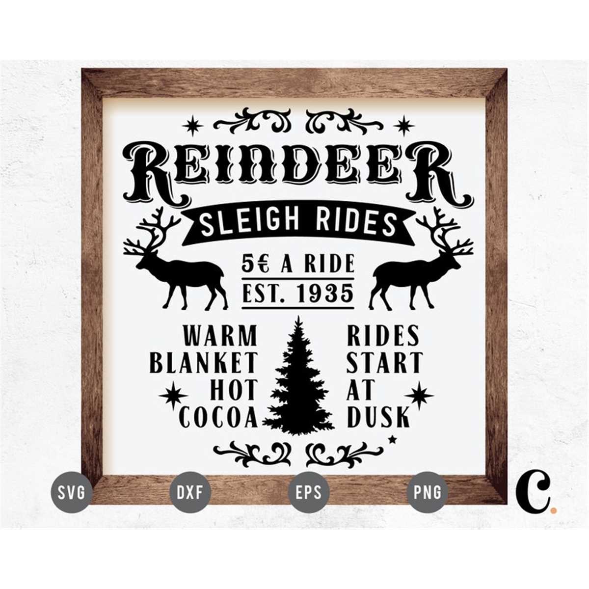 Reindeer SVG | Sleigh Rides SVG | Christmas Sign SVG | Vinta - Inspire ...