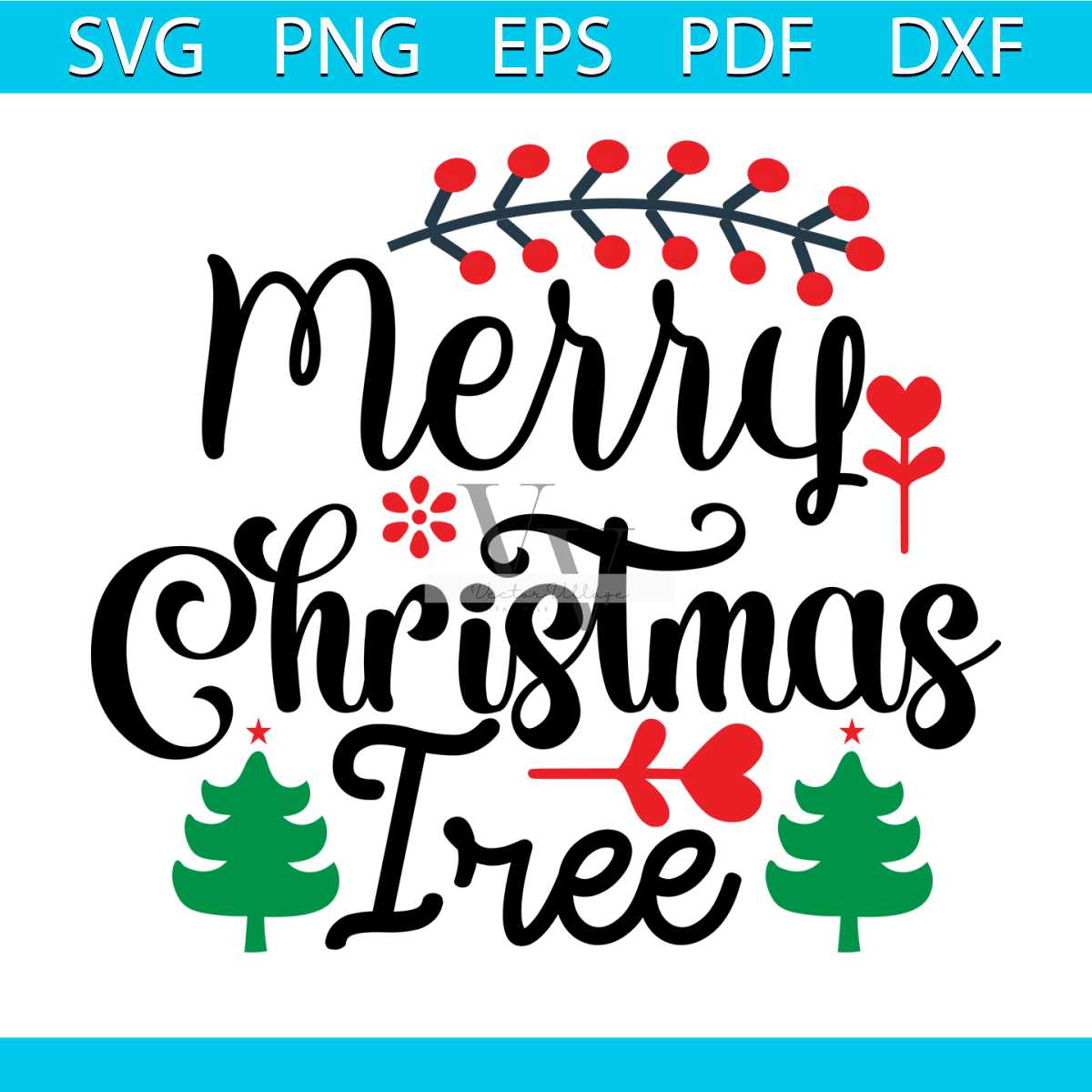 Merry Christmas Tree Svg, Christmas Svg, Xmas Svg, Red Berri - Inspire ...