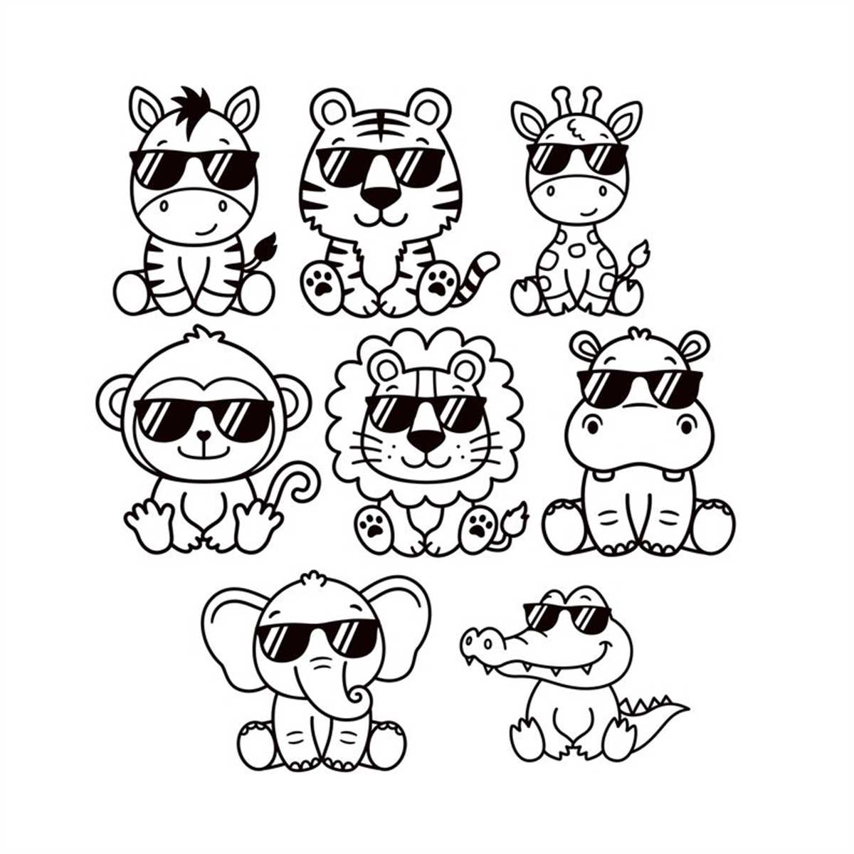 Safari Animals Bundle - Giraffe Lion Crocodile Elephant Monk | Inspire ...