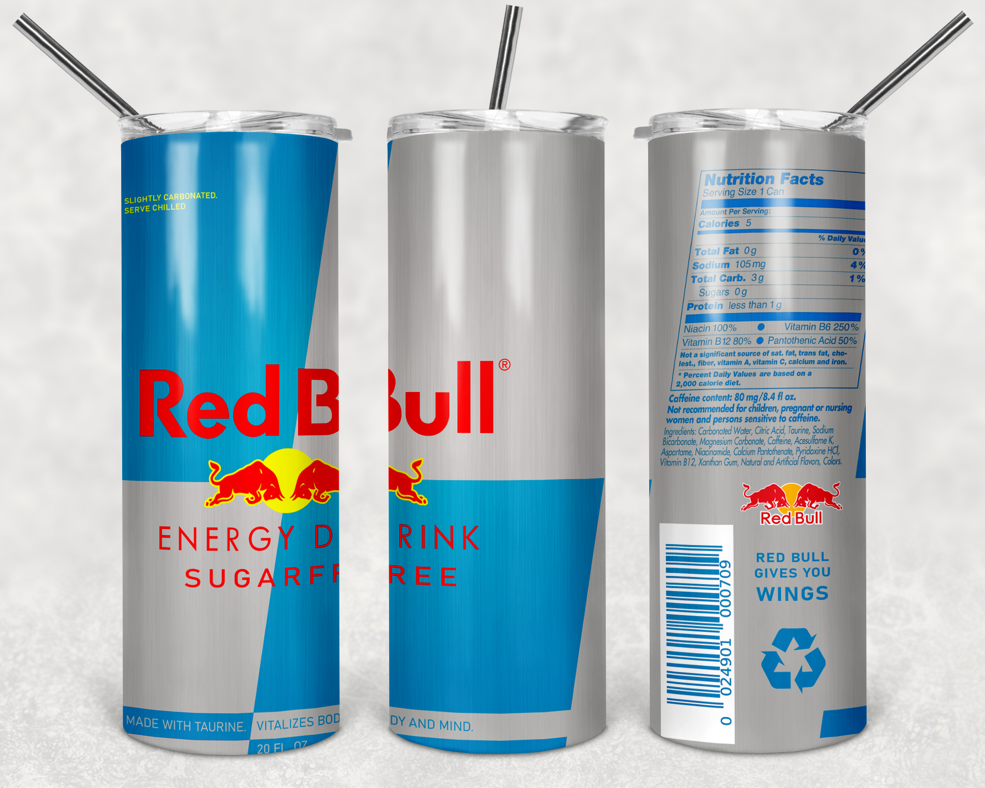 Red Bull Sugar Free Tumbler Wrap Design - PNG Sublimation Pr | Inspire ...
