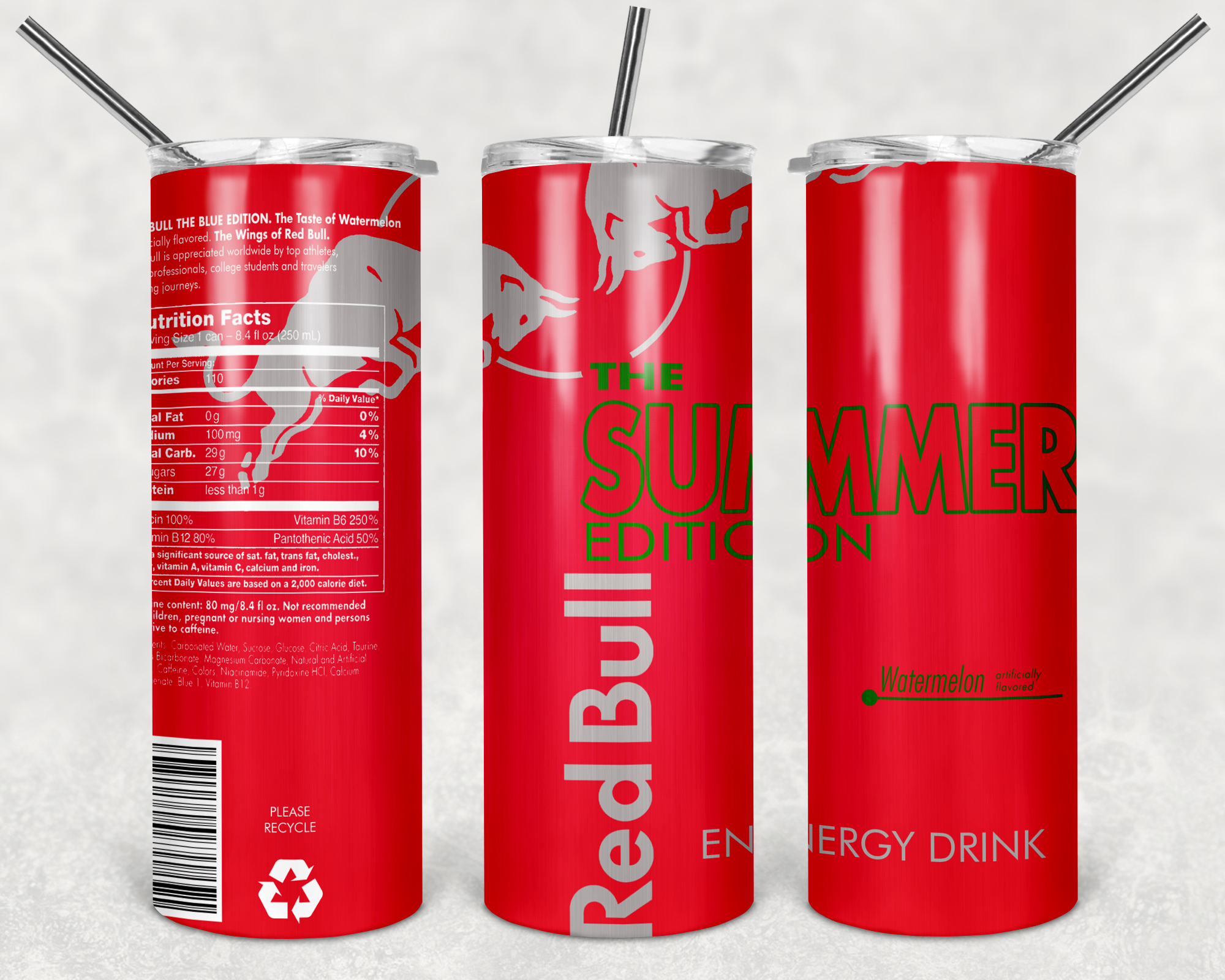 Red Bull Watermelon Tumbler Wrap Design - PNG Sublimation Pr - Inspire ...