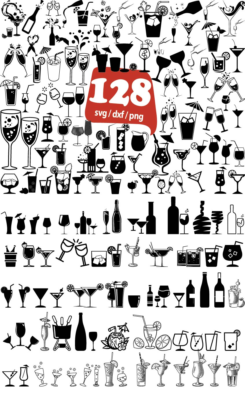 Drink svg Bundle, Cocktail SVG, Alcohol Glass svg, Shot Glas | Inspire ...