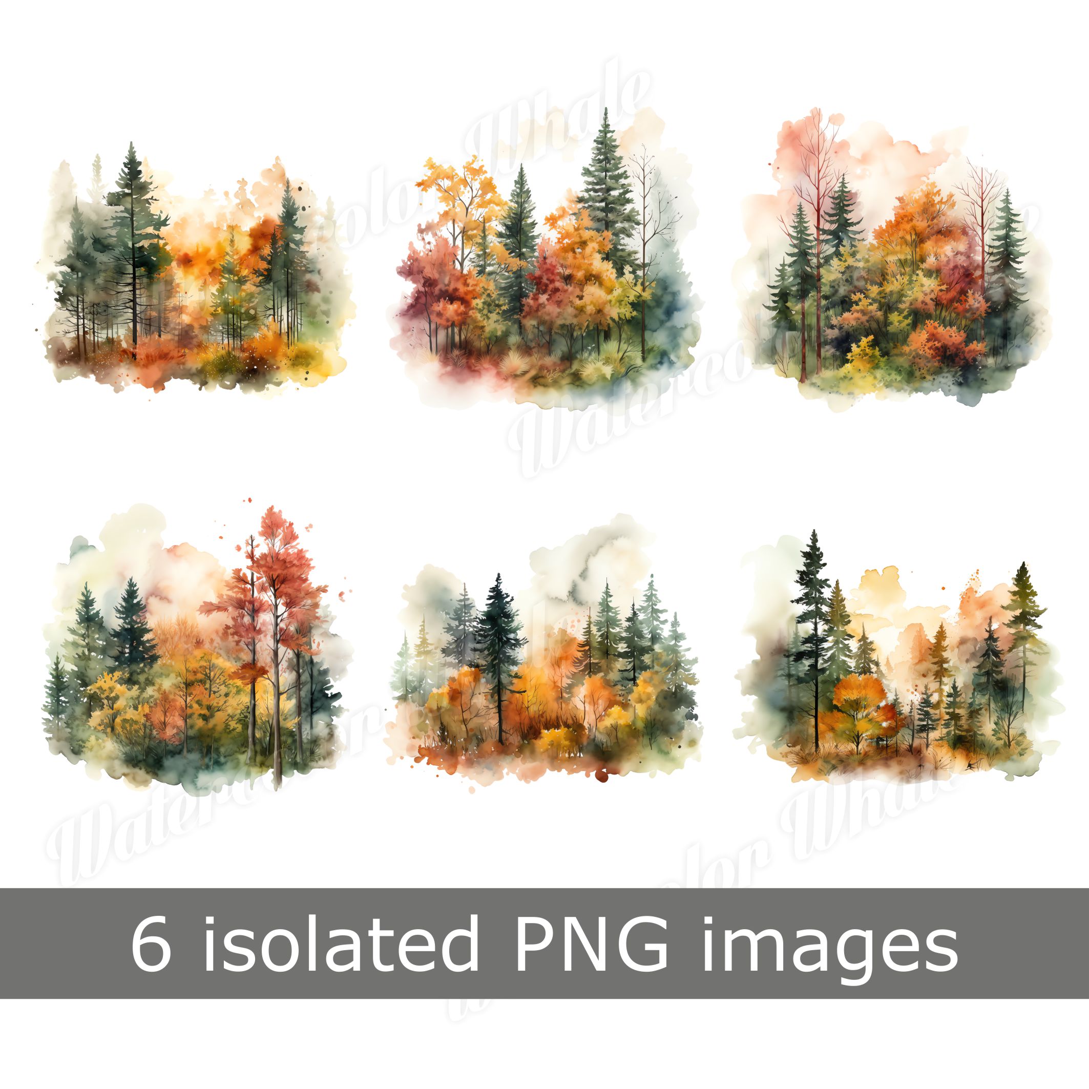 Watercolor Fall Trees Clipart Autumn Forest Background Png - Inspire Uplift